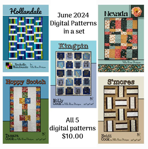 June 2024 PDF Quilt Pattern Collection of 5 digital patterns by Villa ...